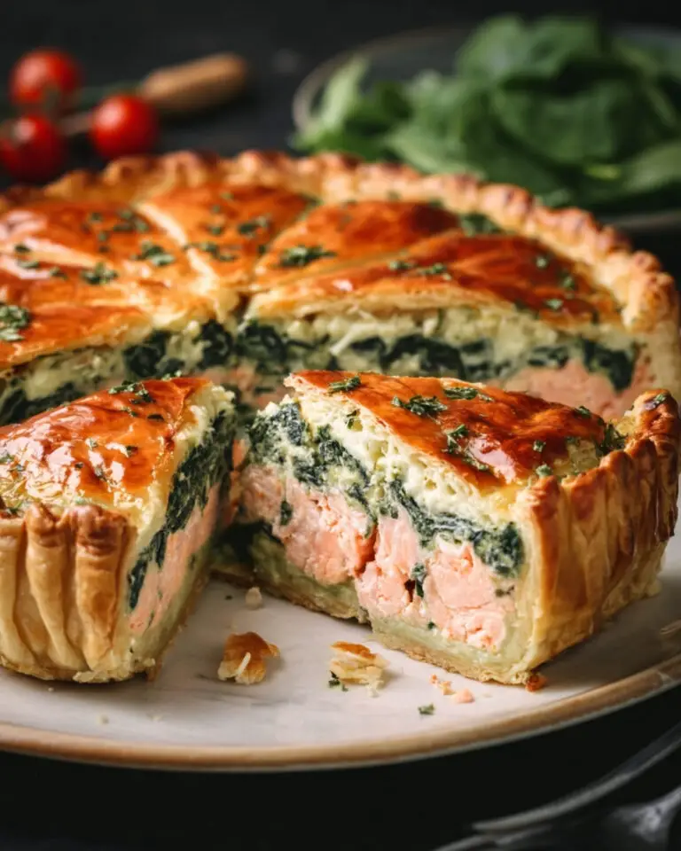 Flaky Puff Pastry Salmon with Spinach Filling