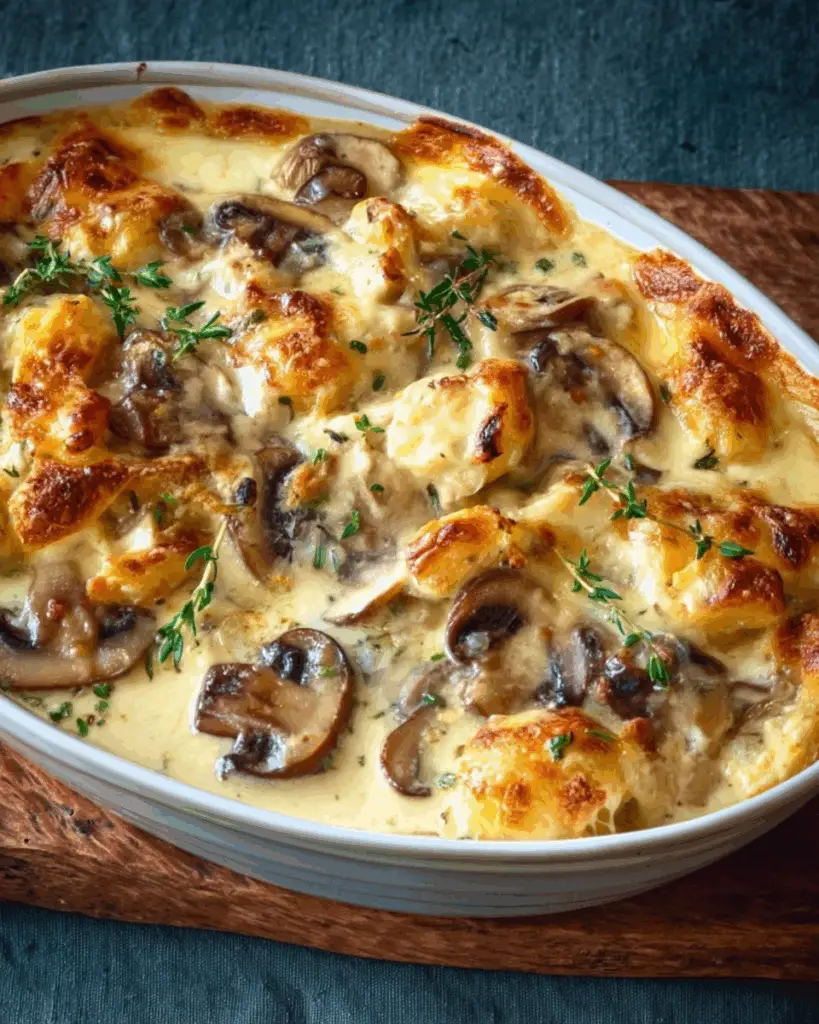 One-Pan Creamy Chicken and Mushroom Gratin Recipe