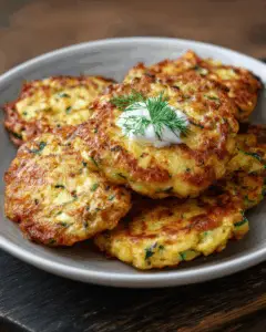 Crispy Zucchini & Potato Fritters with Spring Onions