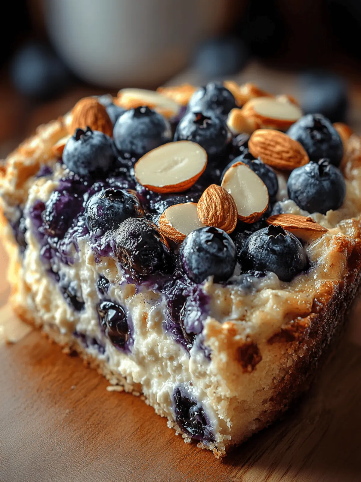 Irresistible Blueberry Almond Cottage Cheese Breakfast Bake