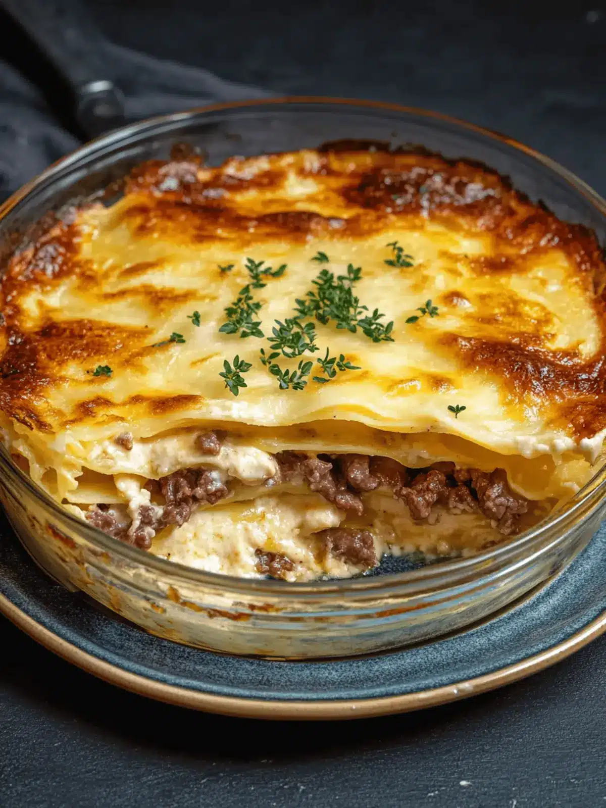 Irresistible Savory Baked Crepe Casserole with Beef and Cheese