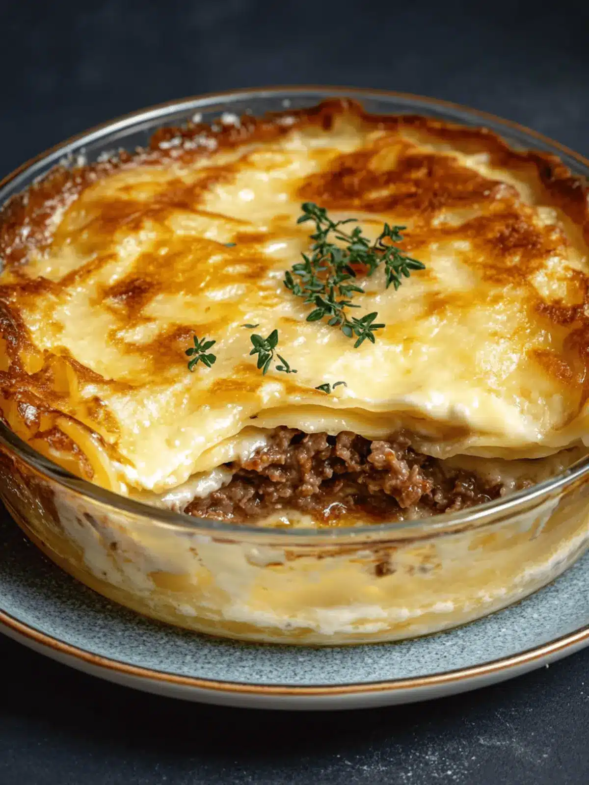 Irresistible Savory Baked Crepe Casserole with Beef and Cheese
