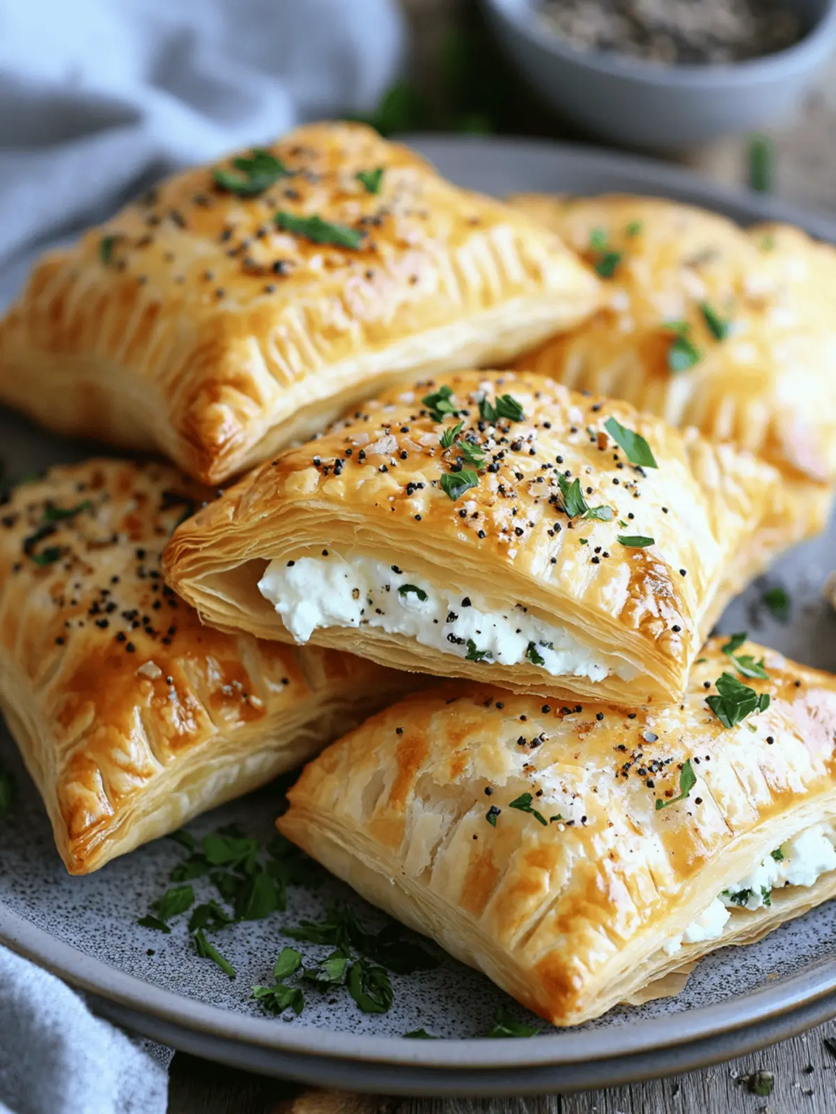 Irresistible Savory Puff Pastry Pockets with Feta, Bacon & Cream Cheese